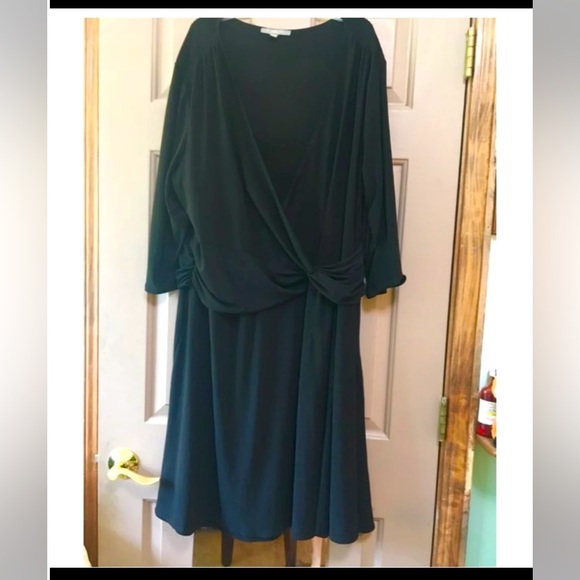 NY Collection | Dresses | Black Draped Formal 3x Midi Dress | Poshmark